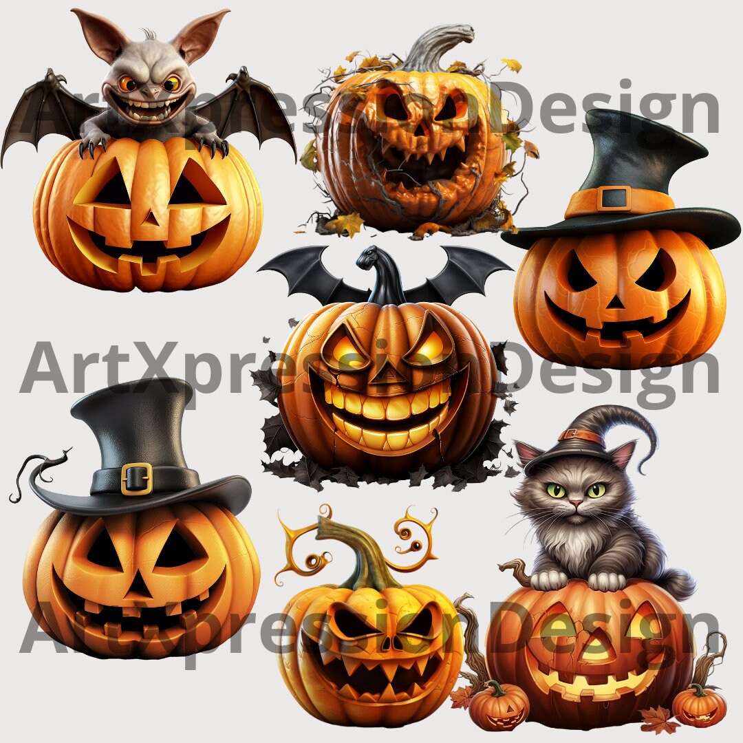 Cute Halloween Pumpkins Clipart Pumpkin Clipart Halloween - Etsy