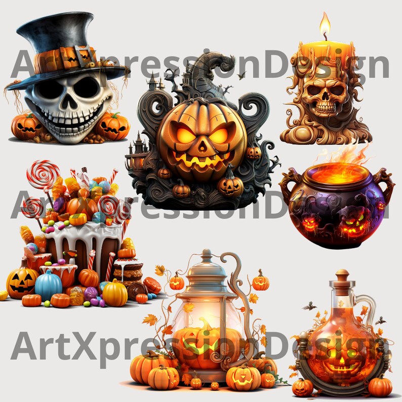 Halloween Clipart Cute Halloween Clipart, Pumpkin, Bats, Potions ...