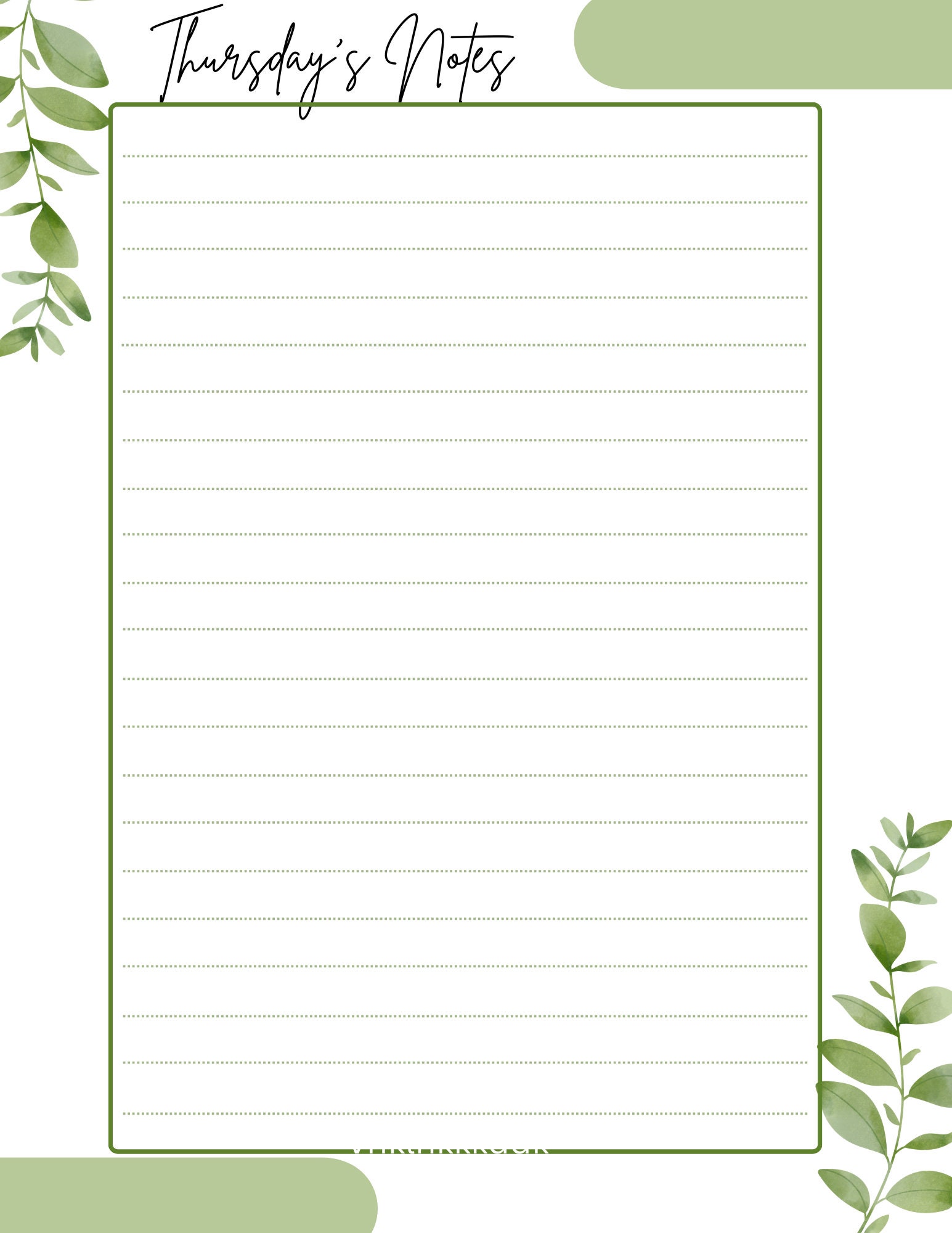 To Do List Green Plant - Monday to Sunday Productivity Tracker Digital ...