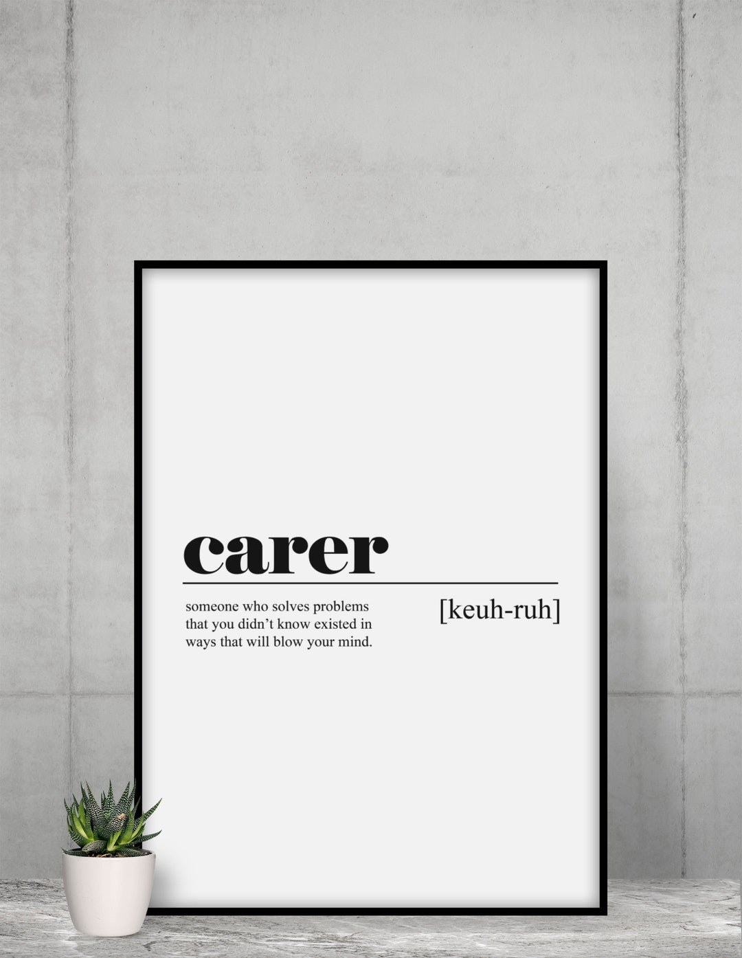 Carer Definition Print – Humorous Wall Art for Kitchen, Office, or ...
