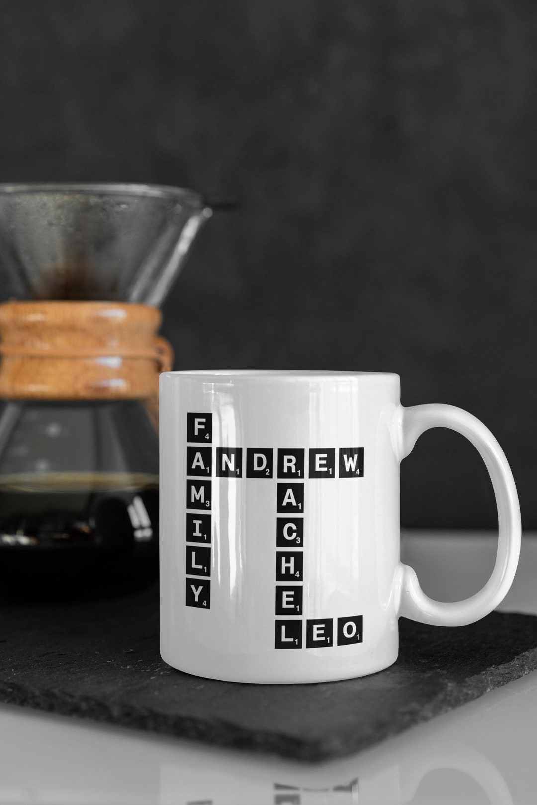 Personalised Scrabble Mug – Custom Word Grid Gift – 11oz Ceramic Coffee ...