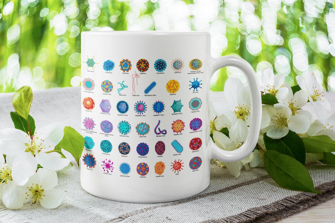 Virus Illustration Mug – 11oz Science Mug – Microbiology Gift – 330ml ...