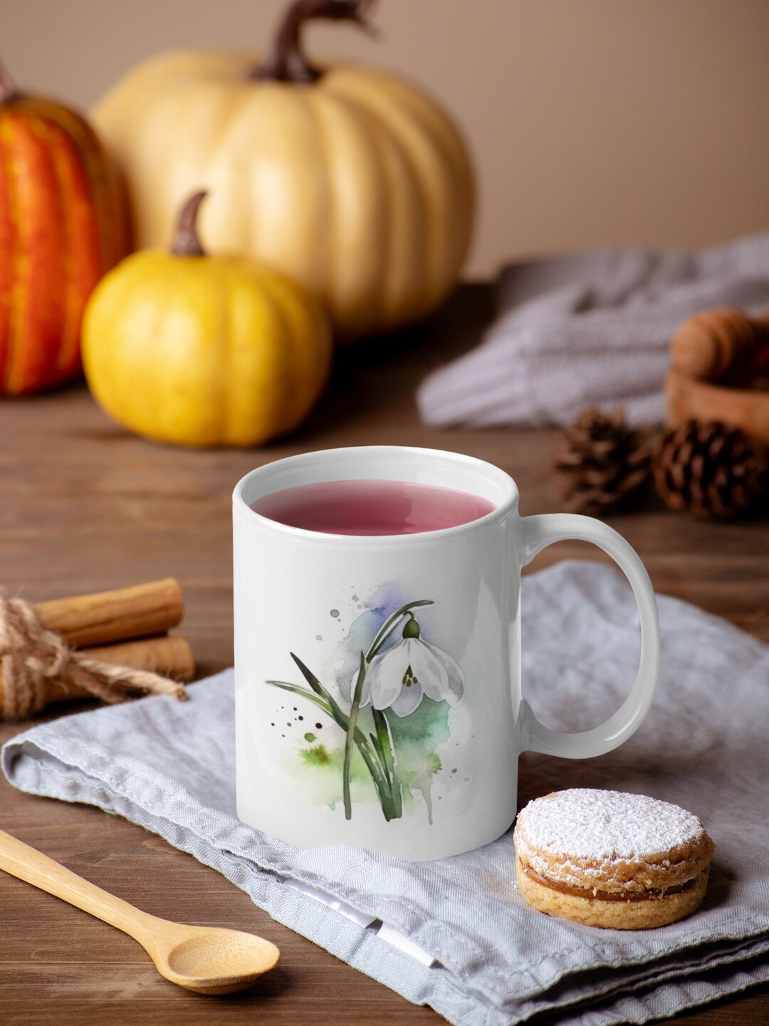 Snowdrop Birth Flower Mug | Custom Birth Month Flower | Mothers Day ...
