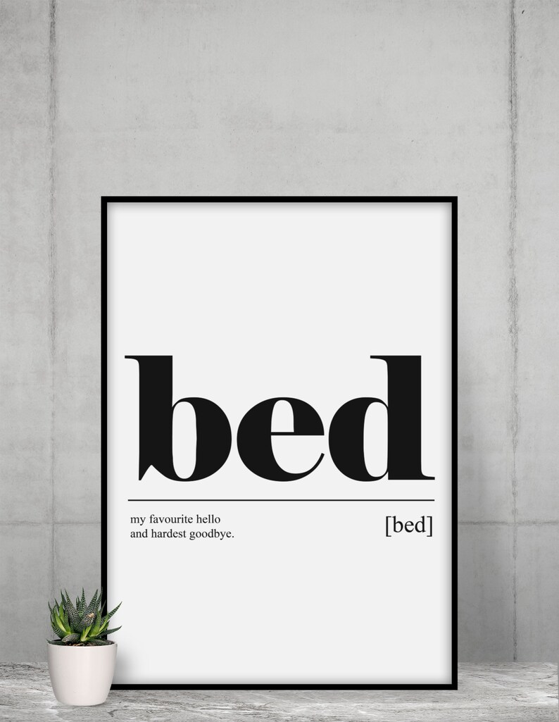 Bed Definition Print Humorous Wall Art for Kitchen, Office, or Dining ...