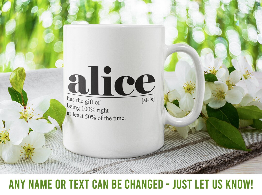 PERSONALISED Alice Mug, Alice Gift, Alice Present, Alice Leaving, Alice ...