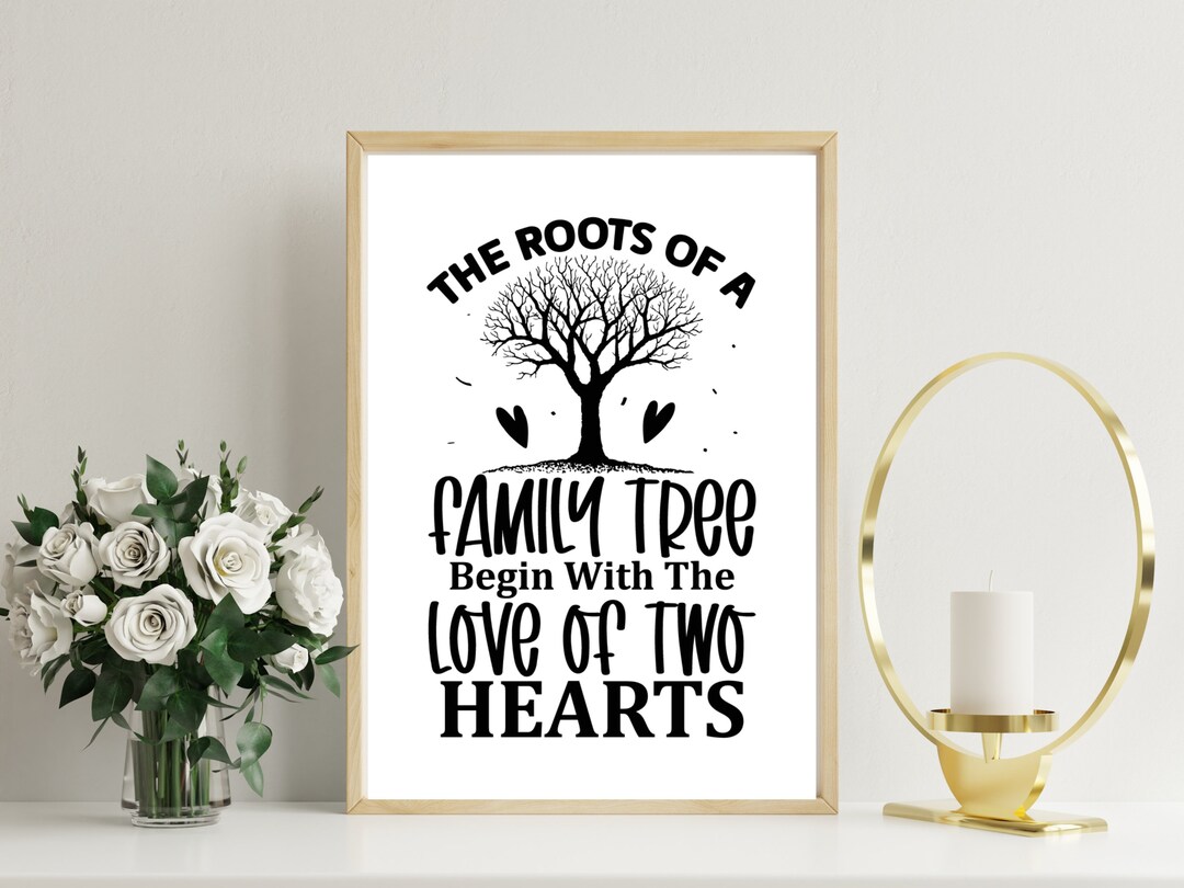 The Roots of a Family Tree Begin With the Love of Two Hearts Wall Art ...