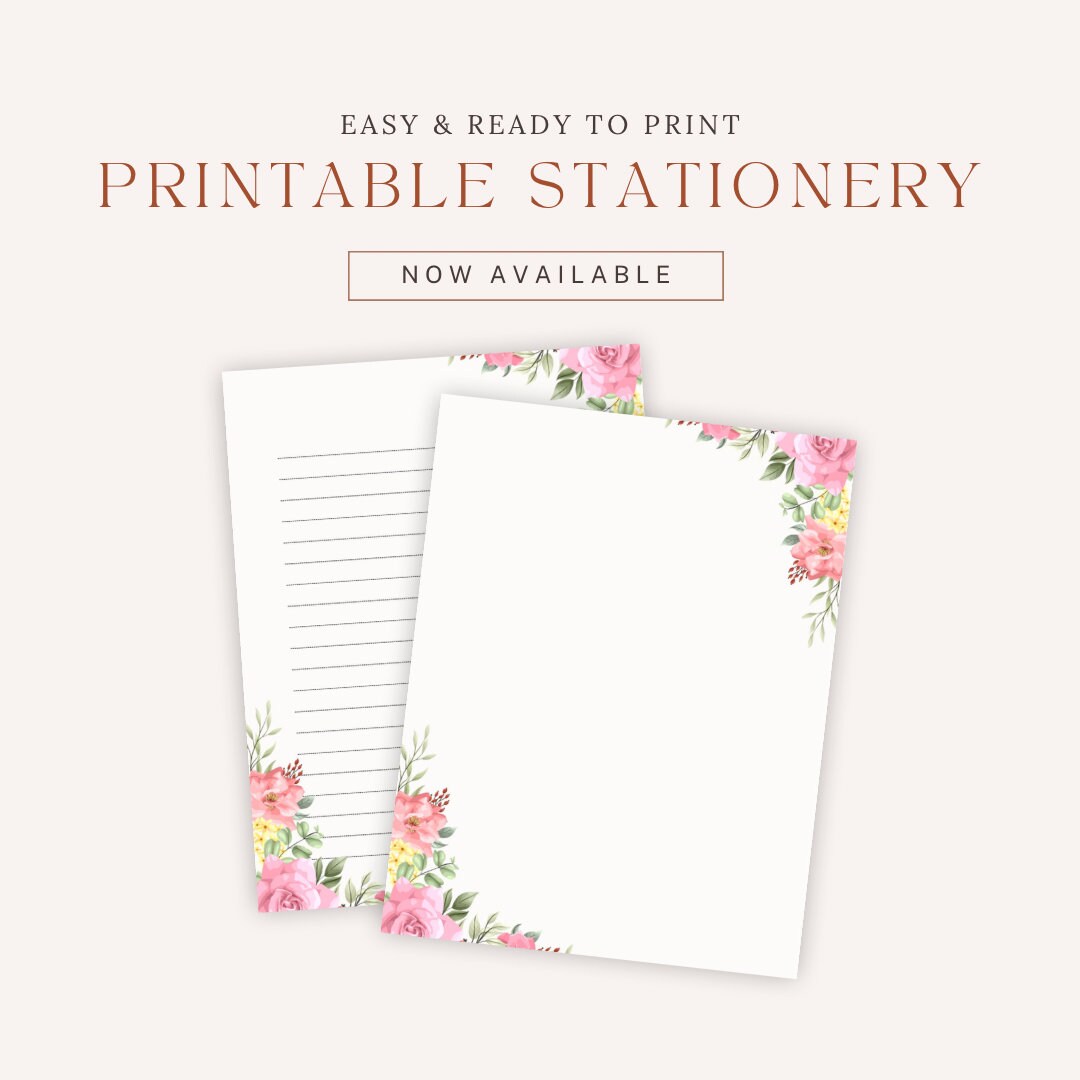 Printable Pink Floral Letter Writing Paper Printable Stationery A4 ...