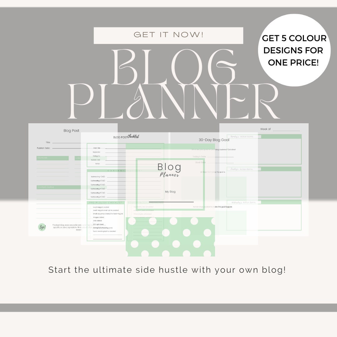 Blog Planner Blogging Printable Blog Post Checklist Green Planner ...