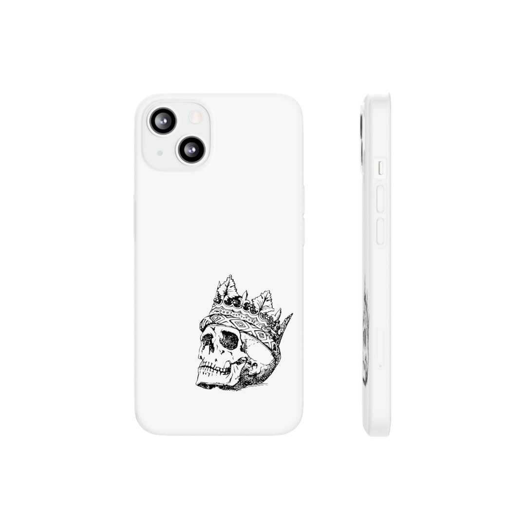 Skull With A Crown Phone Case Flexible Skeleton Case Dark Aesthetic - Etsy