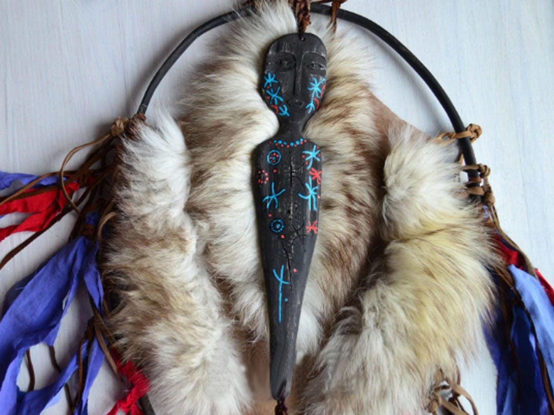 Protection Amulet: Forest Goddess. Large Female Ongon With White Fox ...