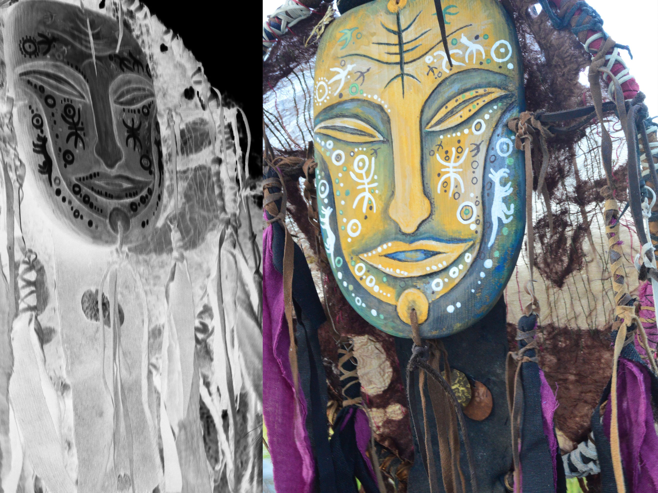 Shaman Wooden Mask, Protection Amulet: Spiritual Tribal Wall Decor ...