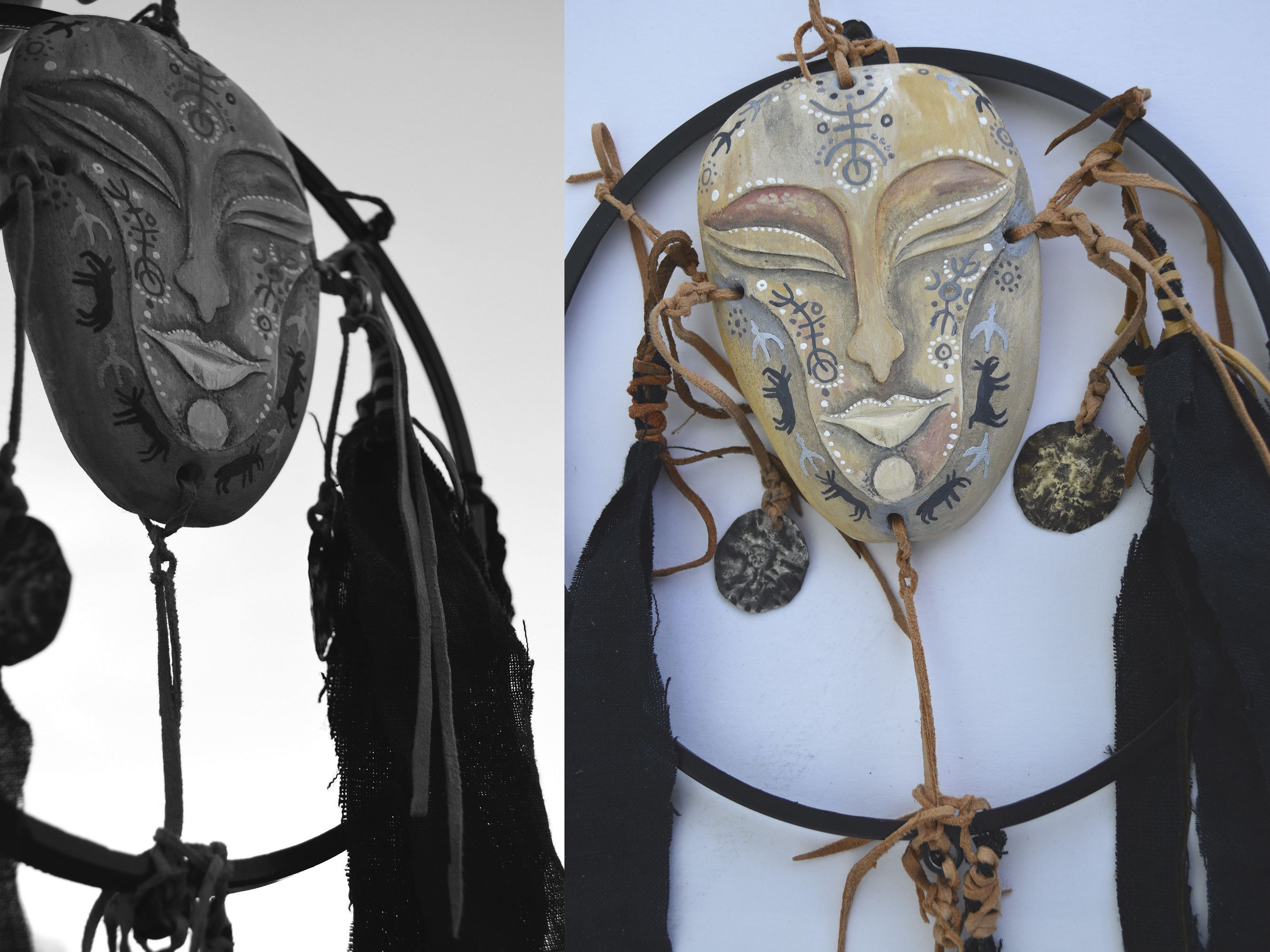 Totem Wooden Mask: Shaman Dream Catcher. Spirit Helper, Protection ...