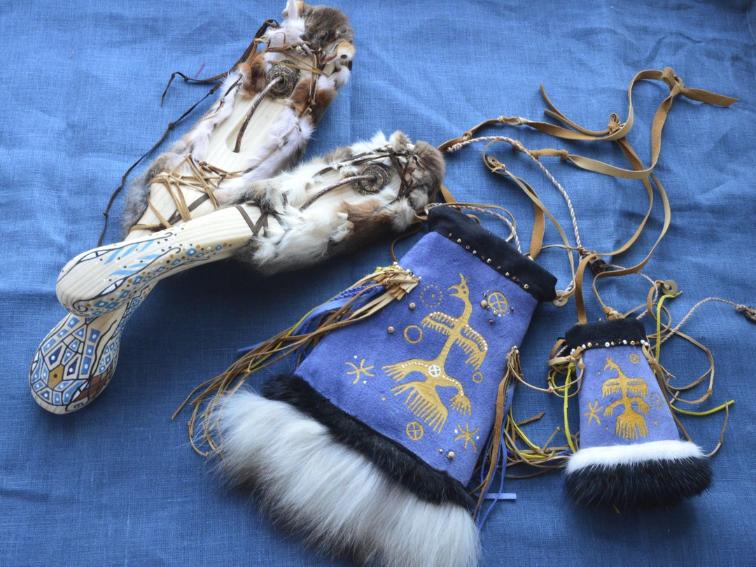 Shamanic Set : Shamanic Beaters, Totemic Handbags With Bird. TO ORDER ...