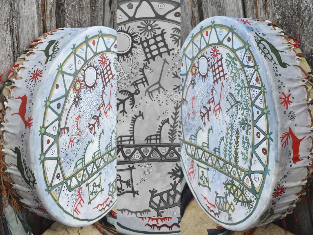 Shaman Hand Drum: Spirit of the Forest. Hand Painted Tambourine, Museum ...