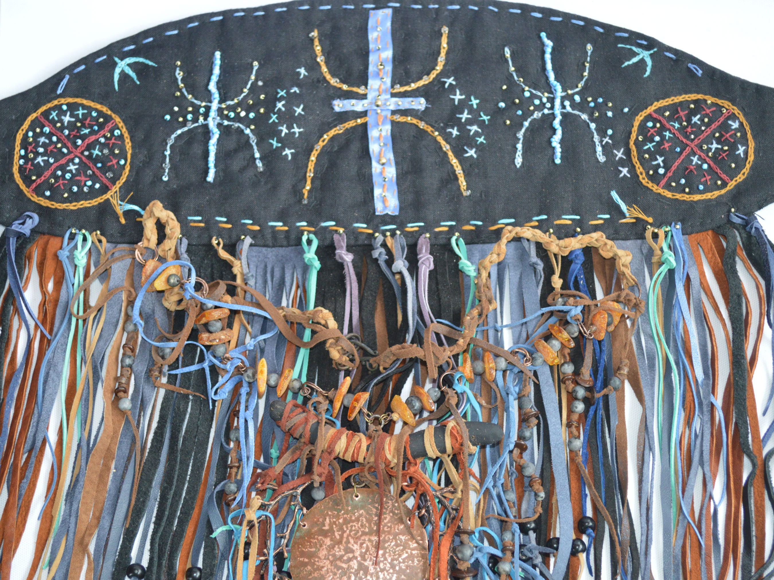 Shamanic Set Tools for Ceremony: Hand Embroidery Headdress, Statement ...