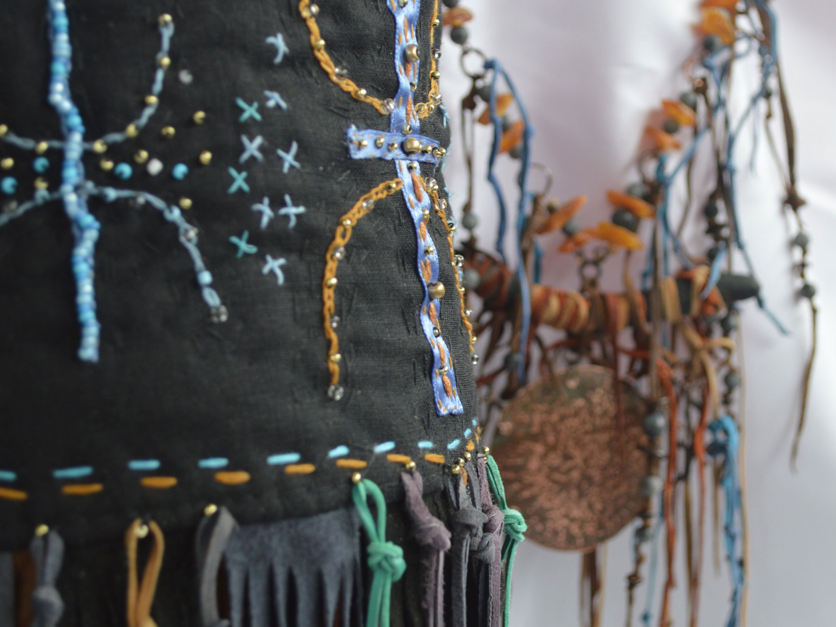 Shamanic Set Tools for Ceremony: Hand Embroidery Headdress, Statement ...