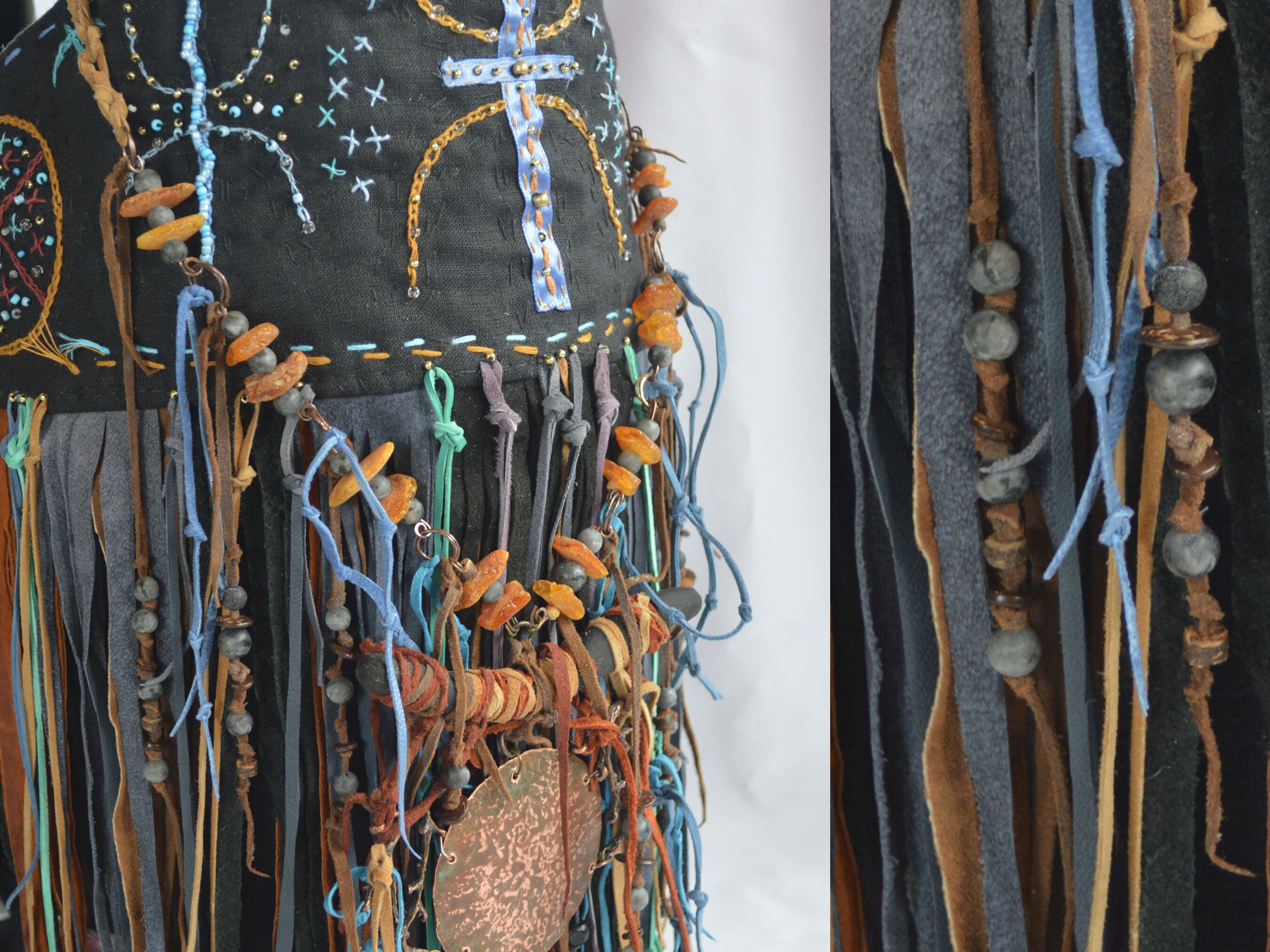 Shamanic Set Tools for Ceremony: Hand Embroidery Headdress, Statement ...