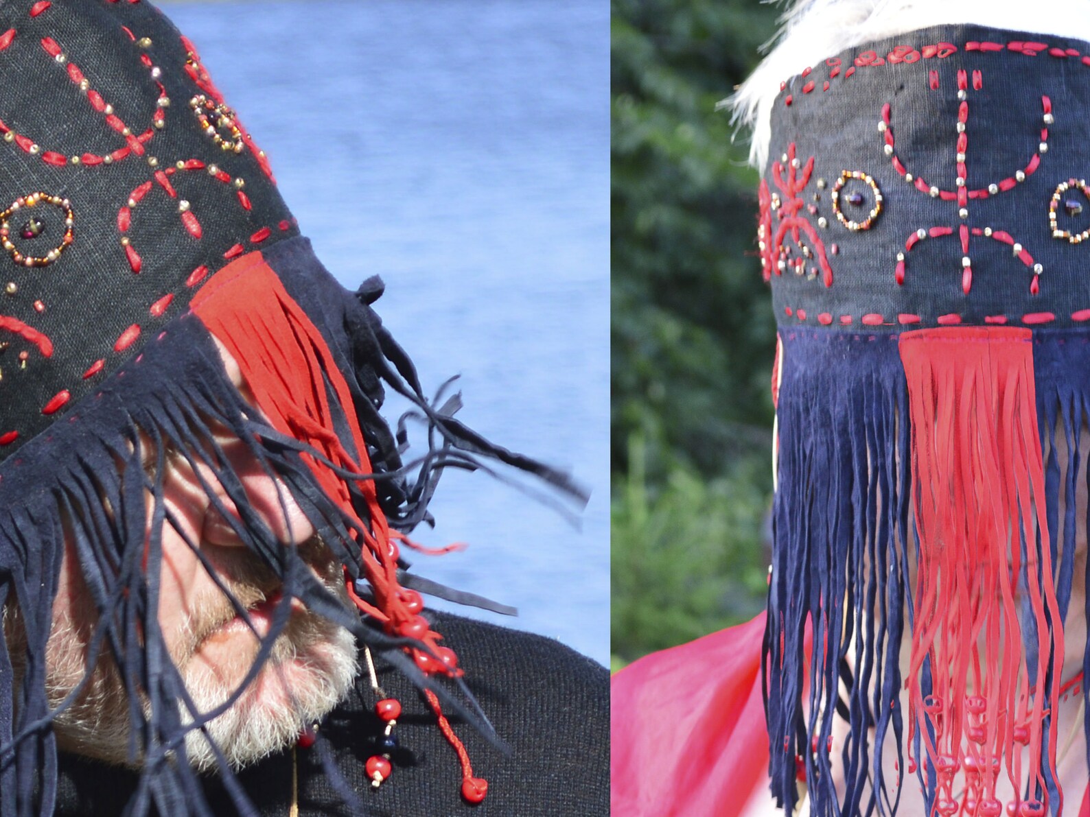 Shamanic Face Mask With Fringe. Made of Linen With Embroidery, Leather ...