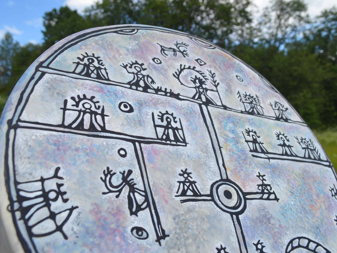Shaman Drum With Saami Motives. Hand Painted Drum, Museum Replica of a ...