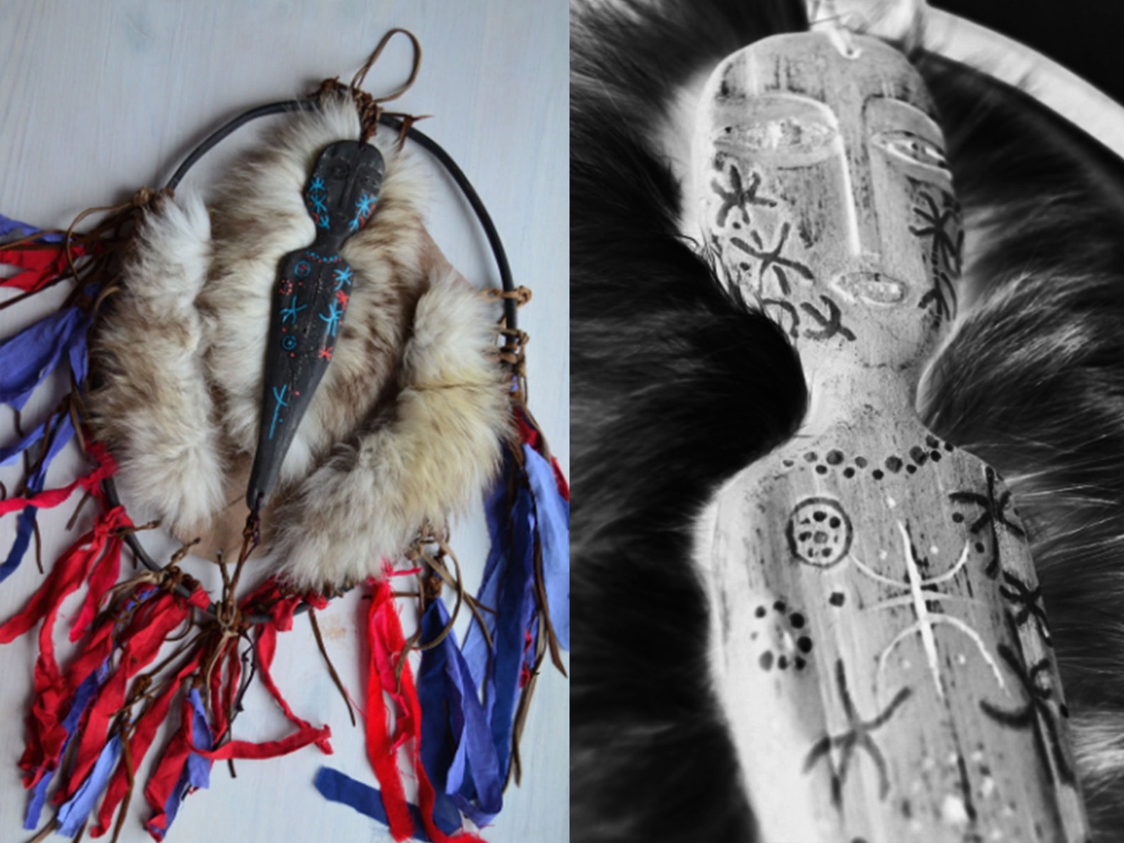 Protection Amulet: Forest Goddess. Large Female Ongon With White Fox ...