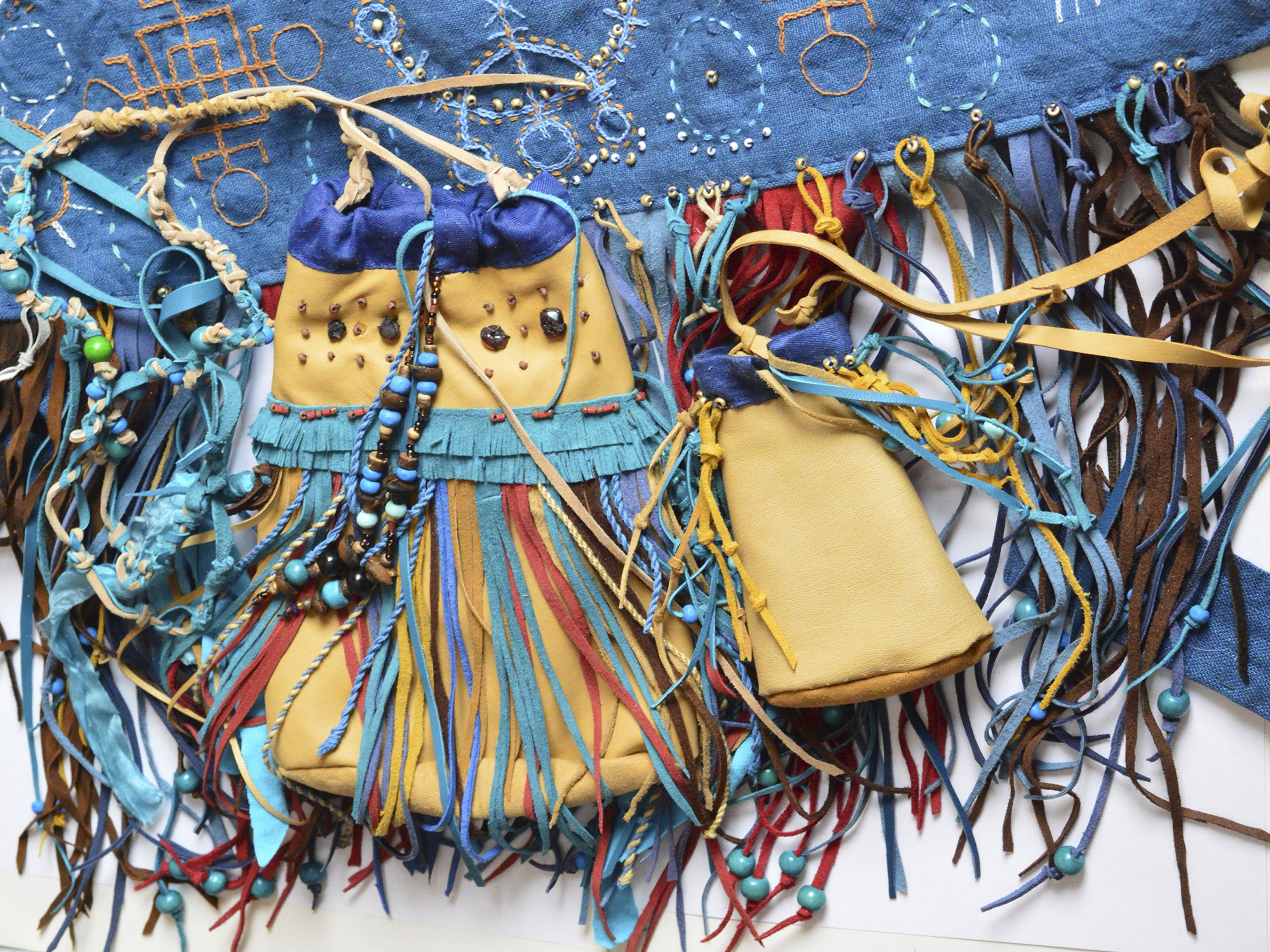 Small Shamanistic Set: Shaman Pagan Mask With Embroidered and Medicine ...