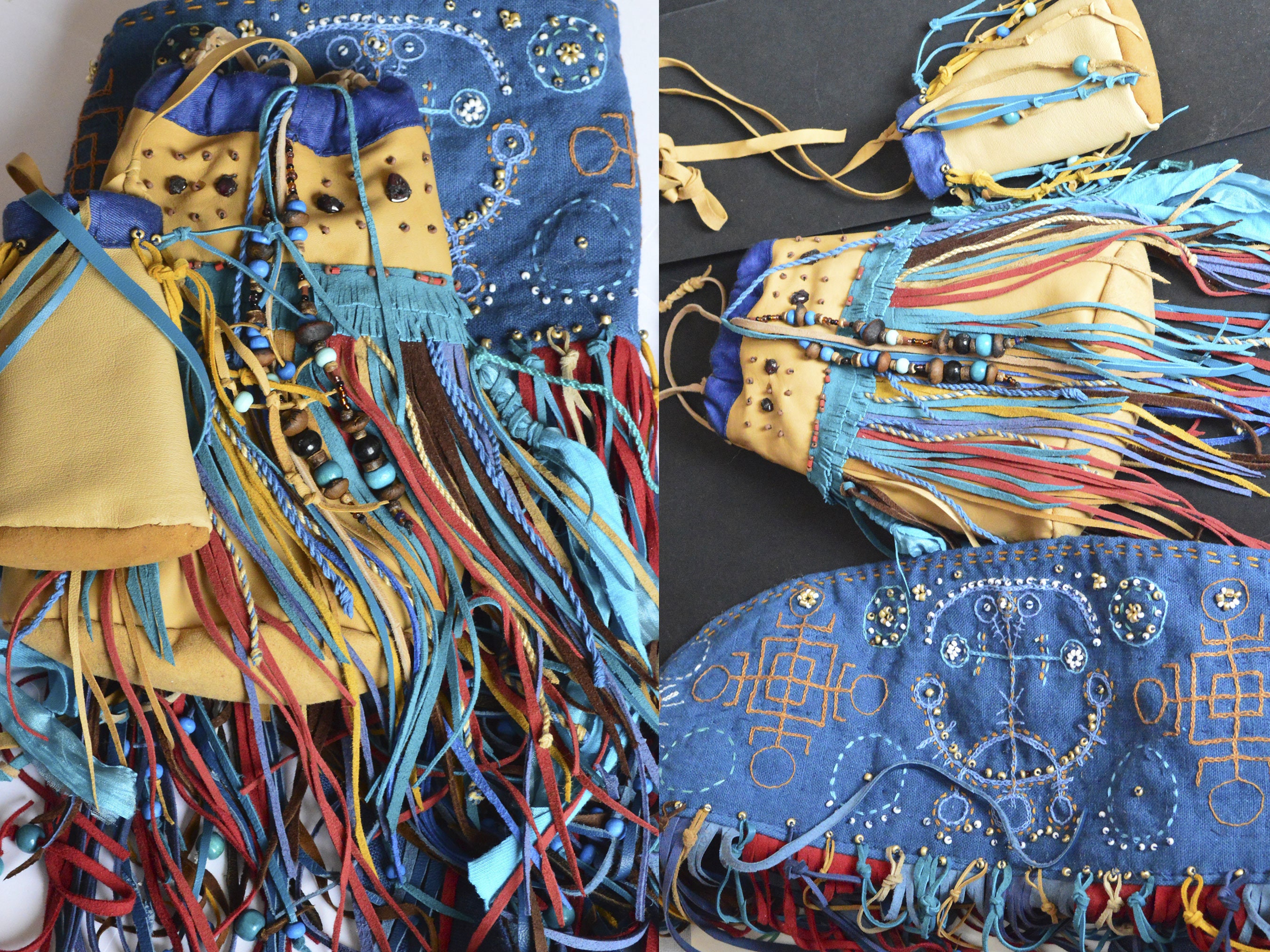 Small Shamanistic Set: Shaman Pagan Mask With Embroidered and Medicine ...