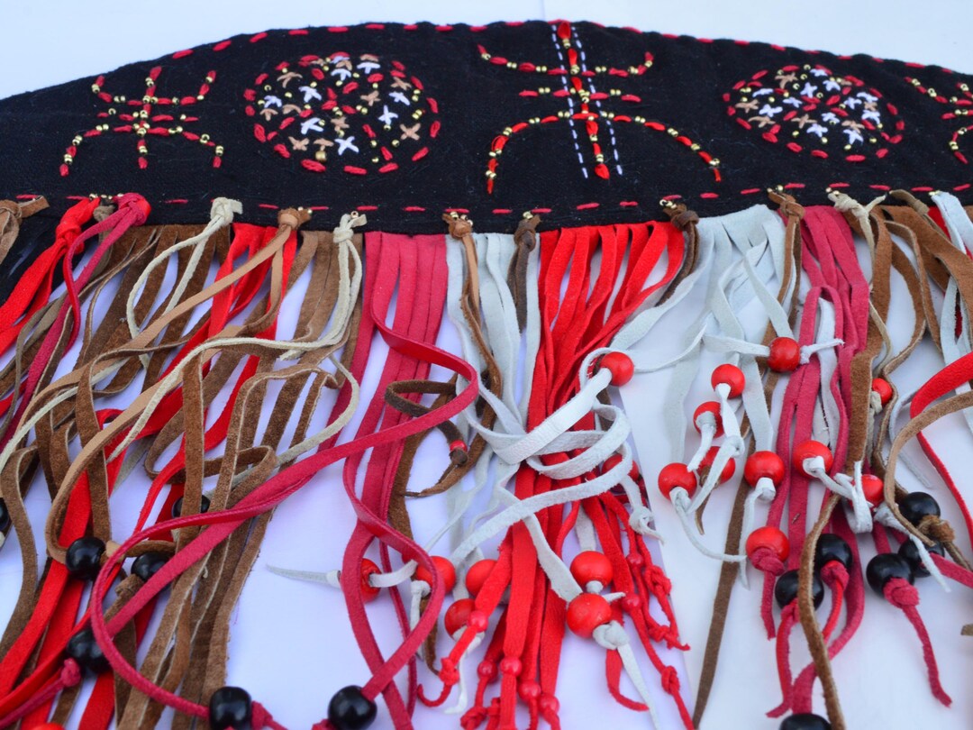 Shamanic Pagan Mask With Fringe. Made of Linen With Embroidery, Leather ...