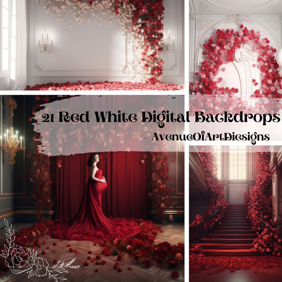 21 X Red Digital Backdrops, Studio Backdrop Overlays, Fine Art Textures ...