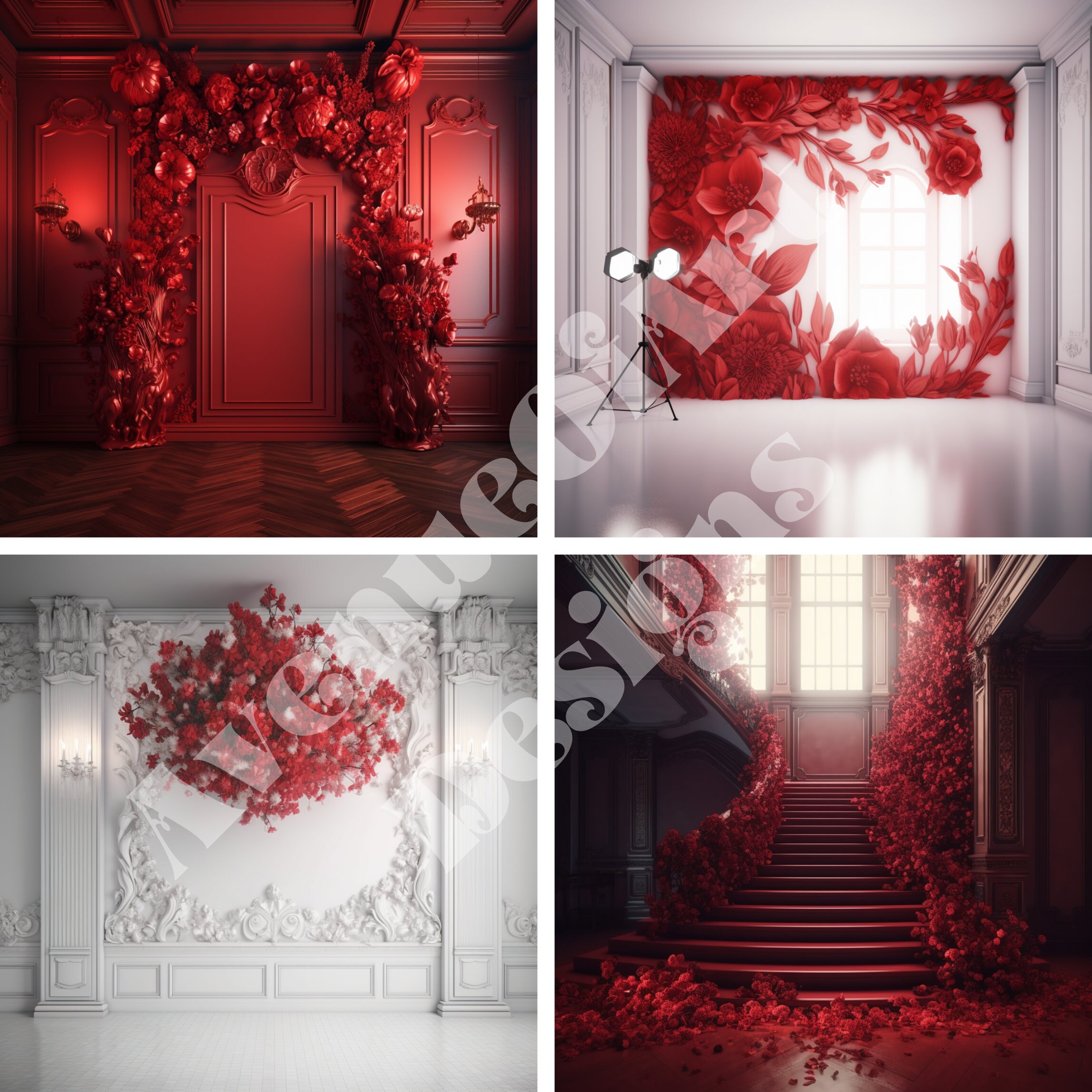 21 X Red Digital Backdrops, Studio Backdrop Overlays, Fine Art Textures ...