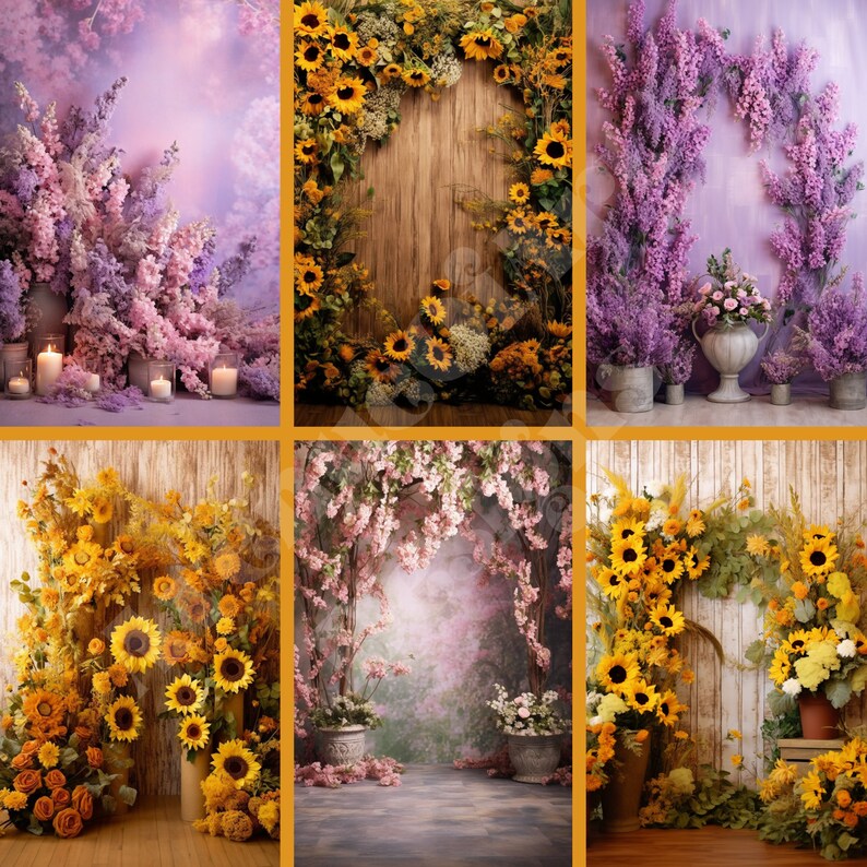21 Digital Backdrops, Sunflower Digital Backgrounds, Maternity ...