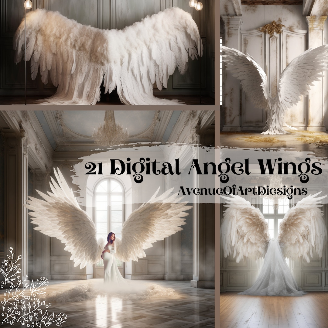 21 Digital Backdrops, Angel Wings Digital Backgrounds, Maternity ...