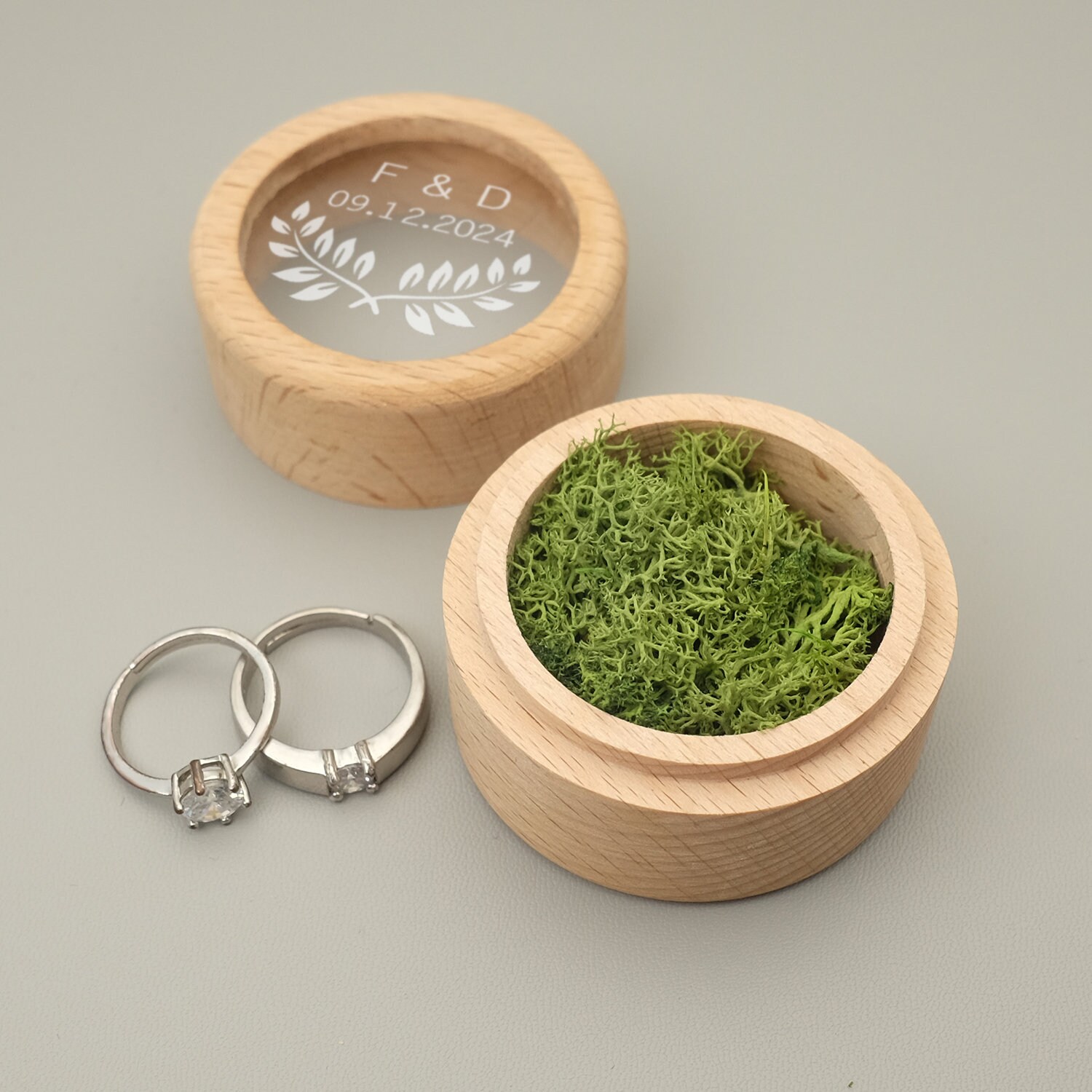 Custom Wooden Engagement Ring Box, Wood Ring Bearer Pillows Engraved ...