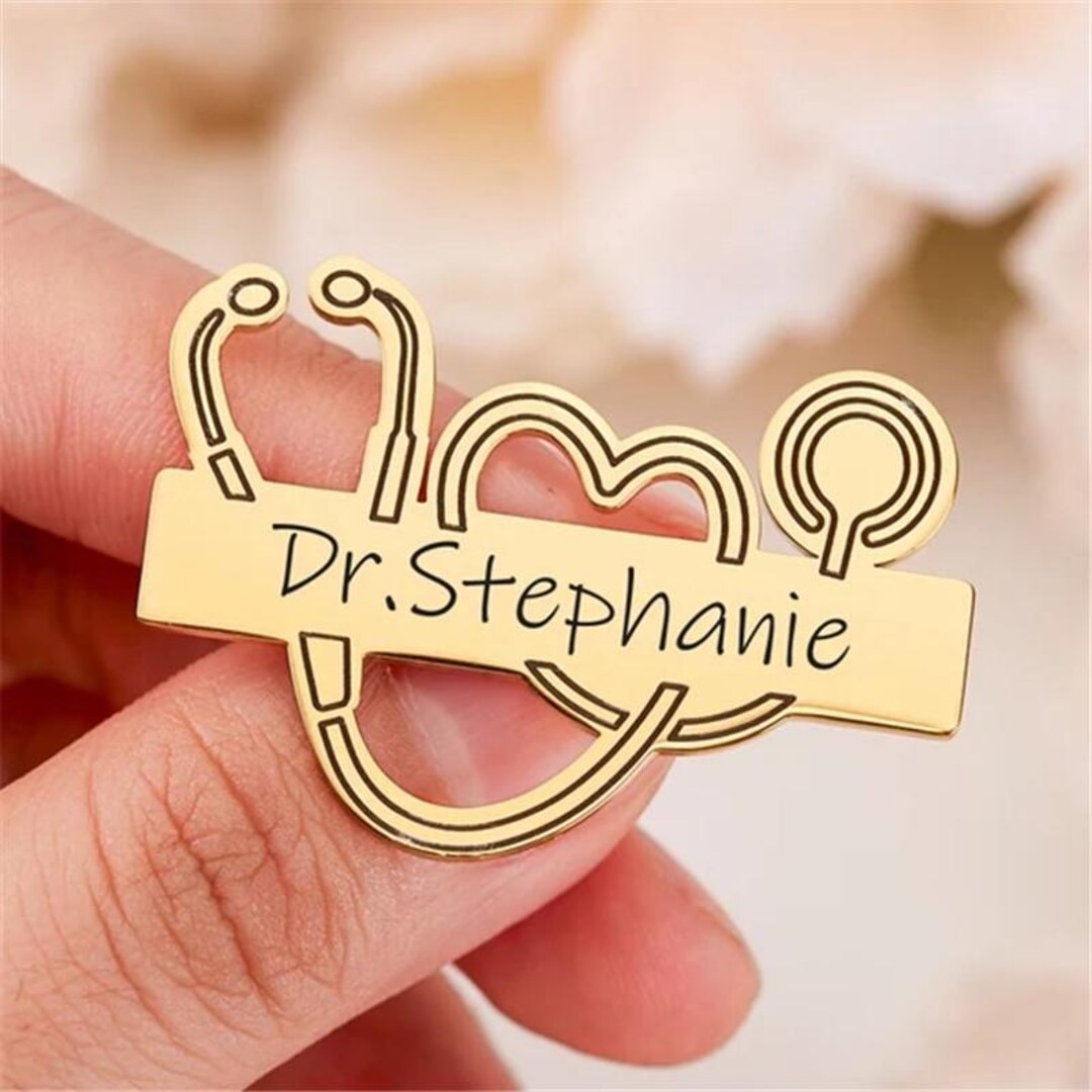 Personalized Engraved Logo Lapel Pin Brooch for Doctor, Stainless Steel ...