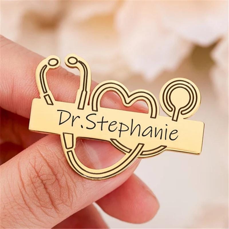Personalized Engraved Logo Lapel Pin Brooch for Doctor, Stainless Steel ...