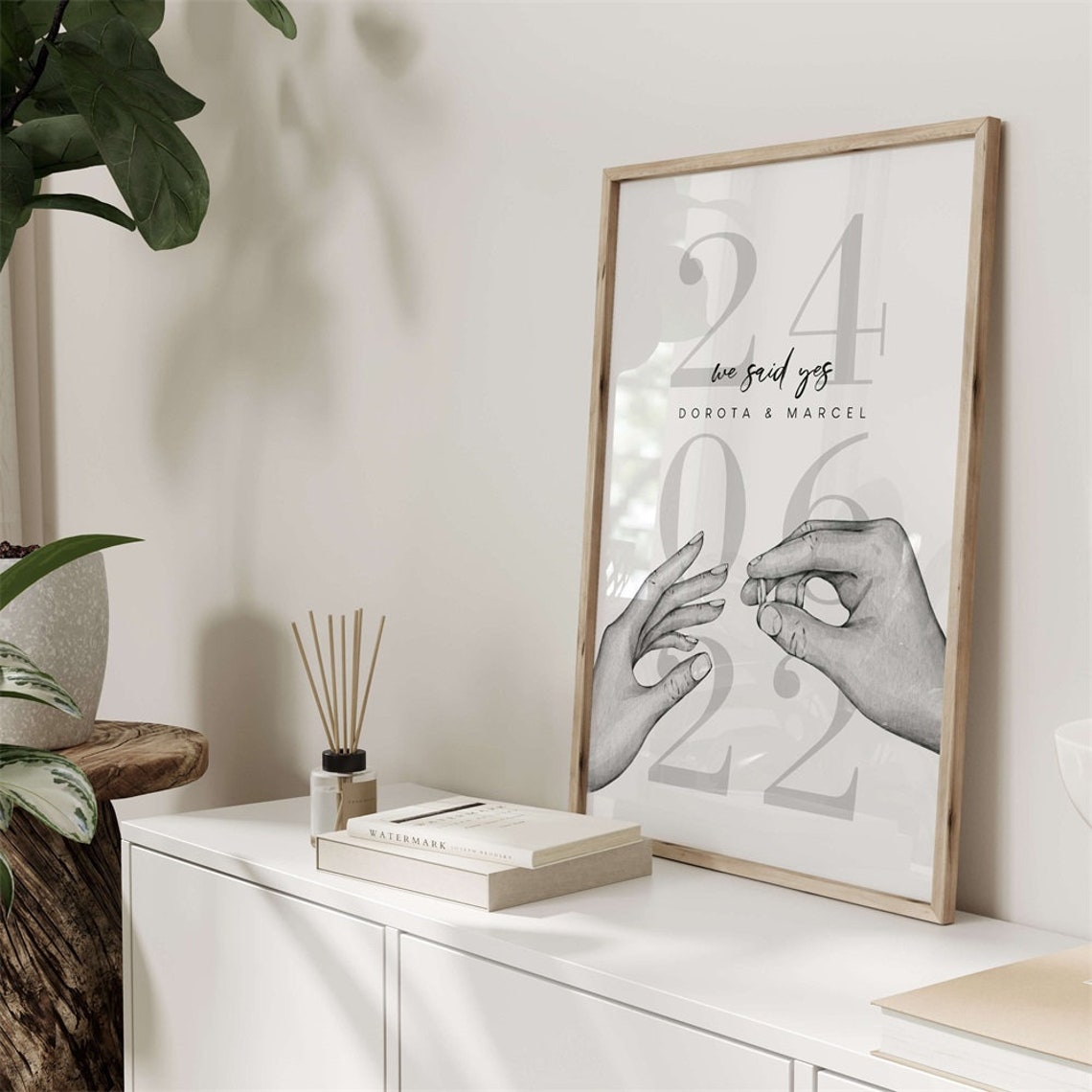 We Said Yes Wall Art, Custom Wedding Print, Engagement Gift, Hanging ...