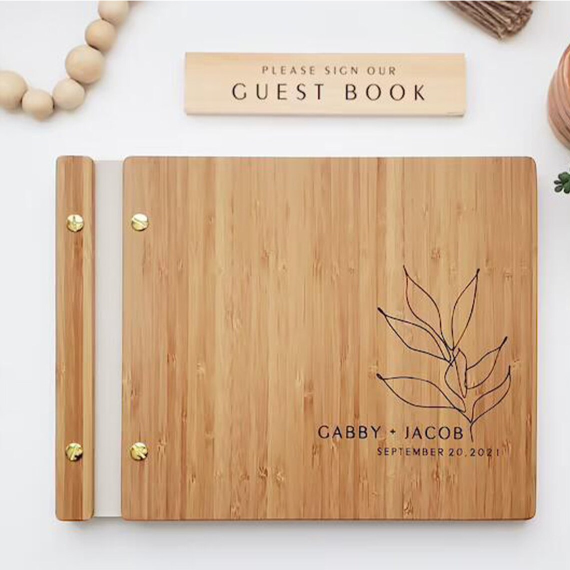 Personalized Wooden Guest Book, Wedding Guestbook, Wedding Keepsake ...