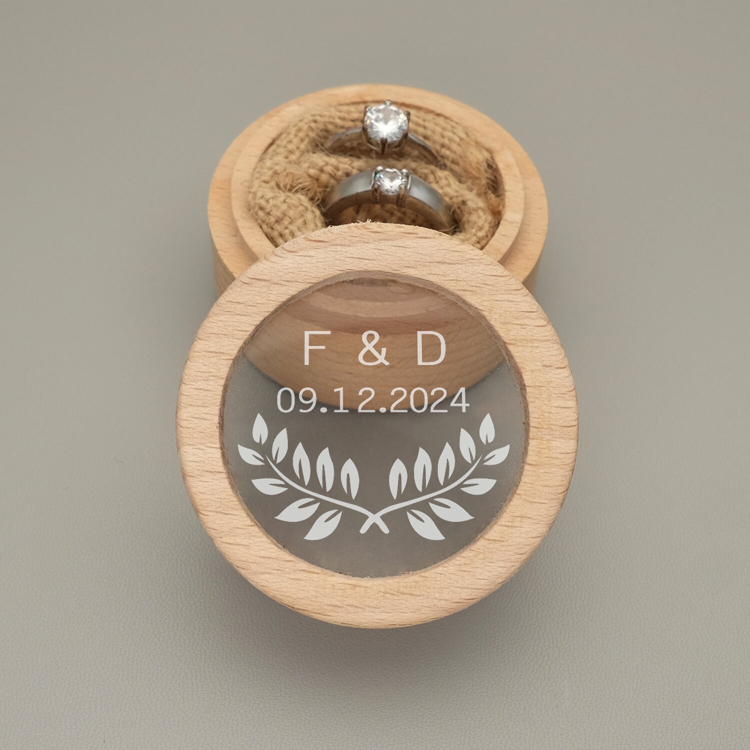 Custom Wooden Engagement Ring Box, Wood Ring Bearer Pillows Engraved ...