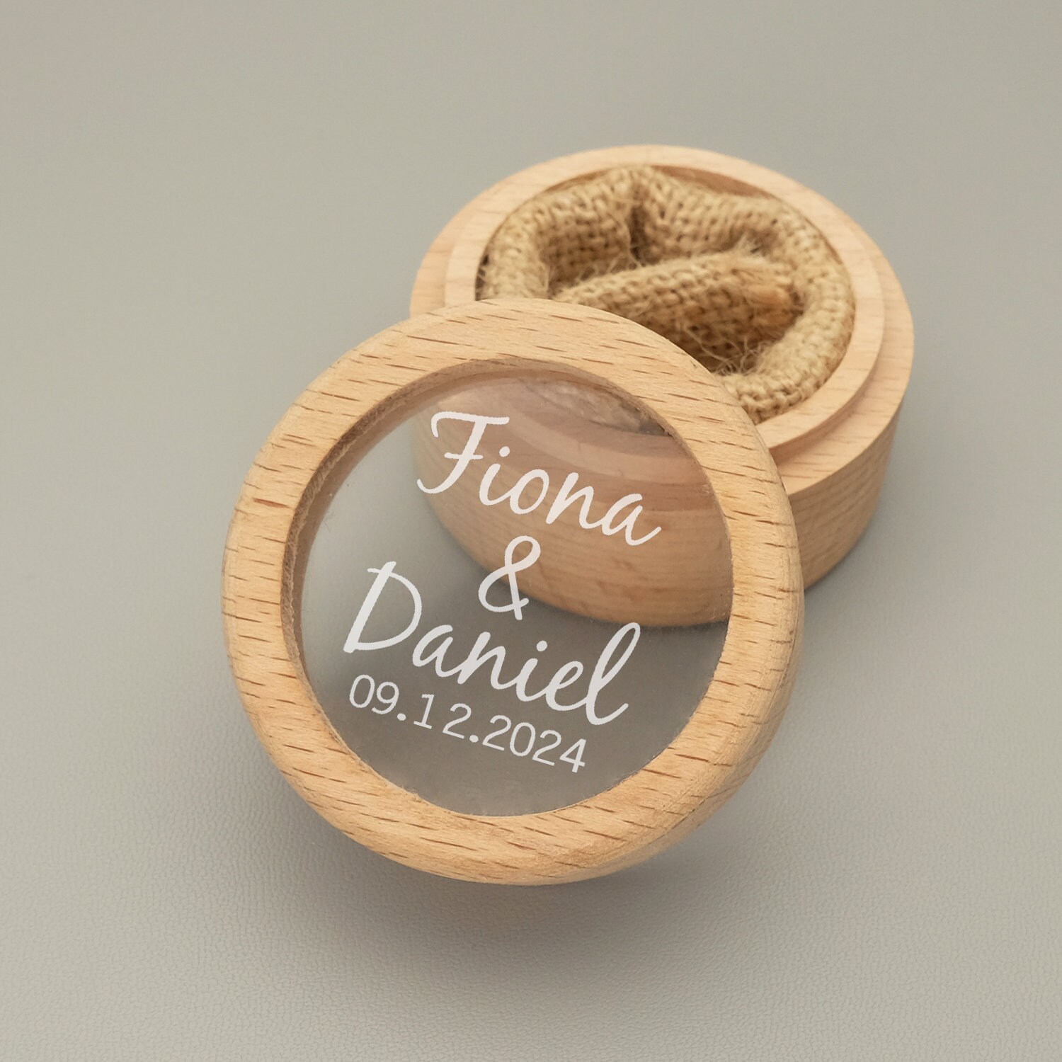 Custom Wooden Engagement Ring Box, Wood Ring Bearer Pillows Engraved ...