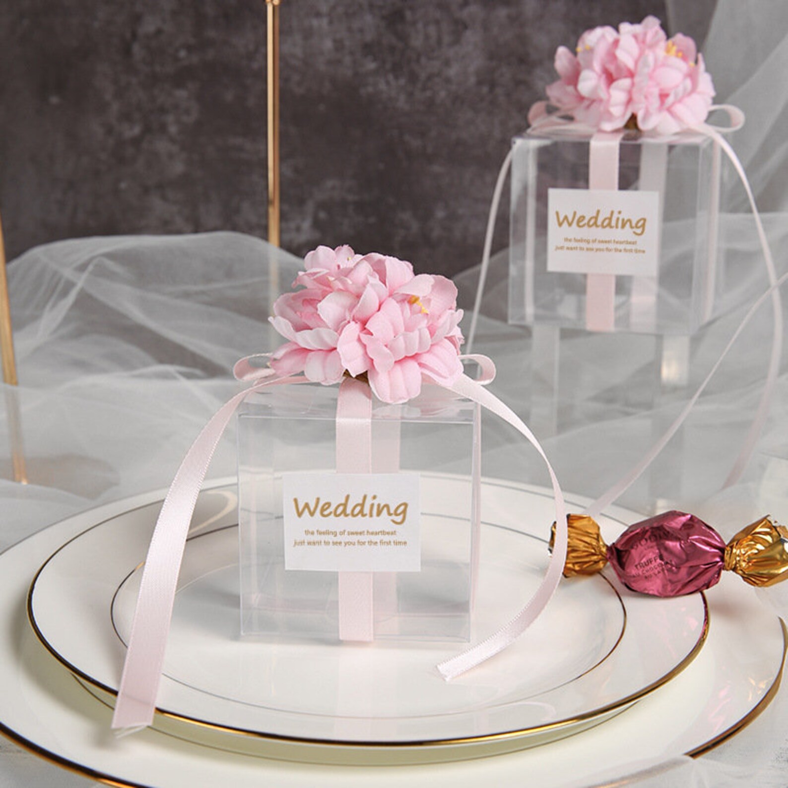 20/50pcs Square Wedding Favors Gift Box, Wedding Favour, Candy Box for ...