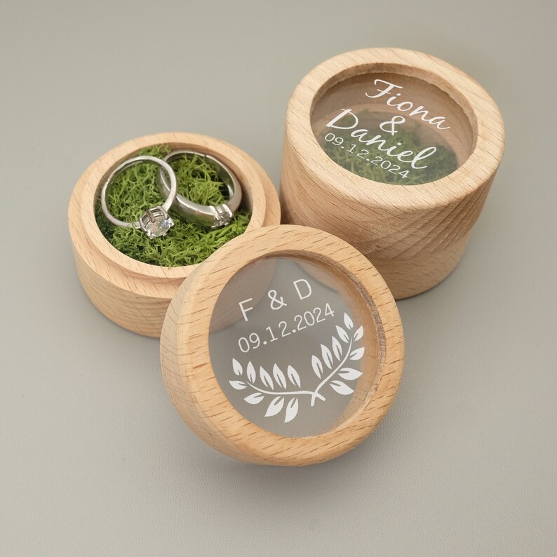 Custom Wooden Engagement Ring Box, Wood Ring Bearer Pillows Engraved ...