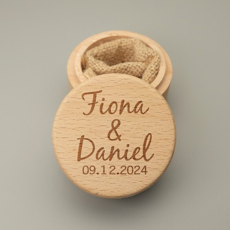 Custom Wooden Engagement Ring Box, Wood Ring Bearer Pillows Engraved ...