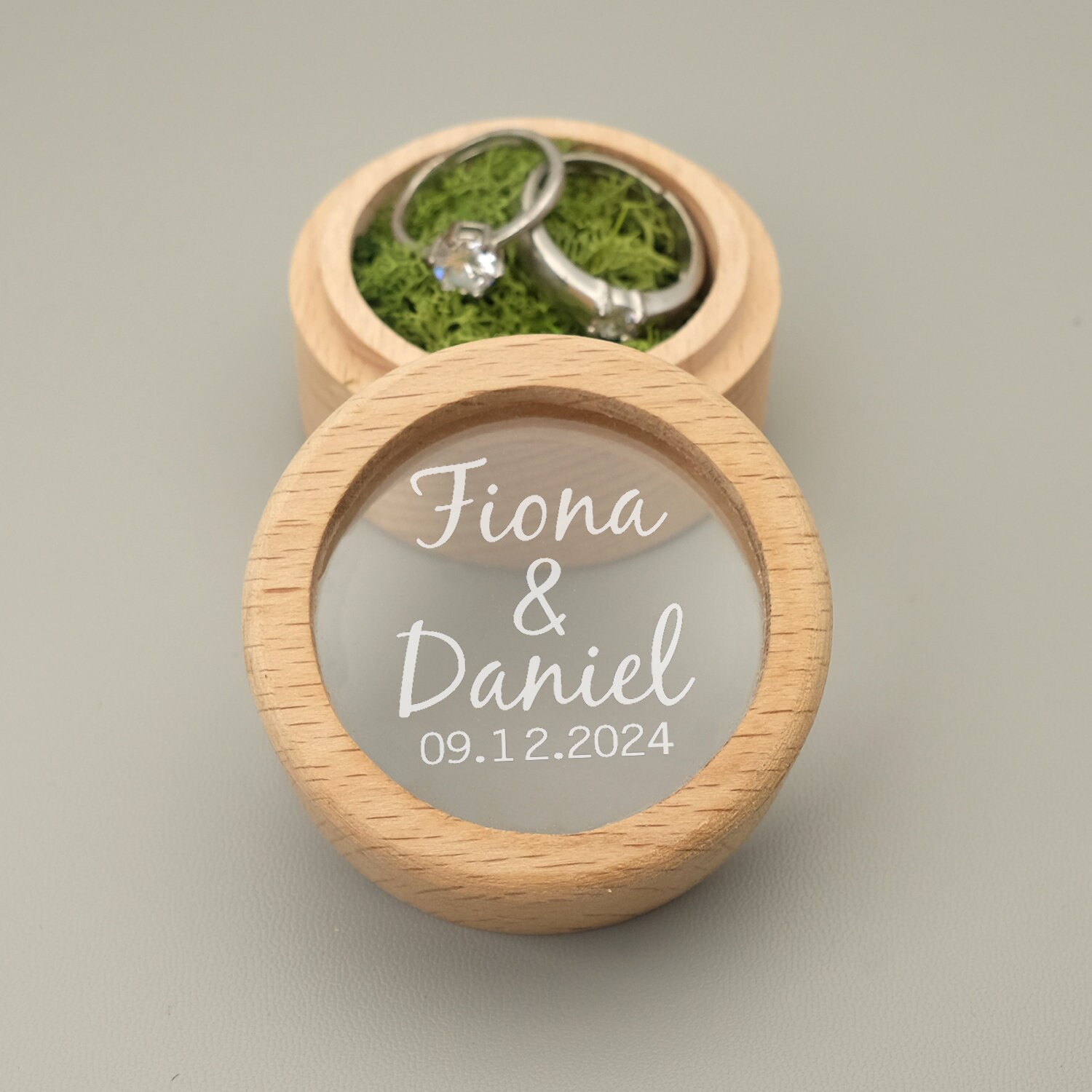 Custom Wooden Engagement Ring Box, Wood Ring Bearer Pillows Engraved ...