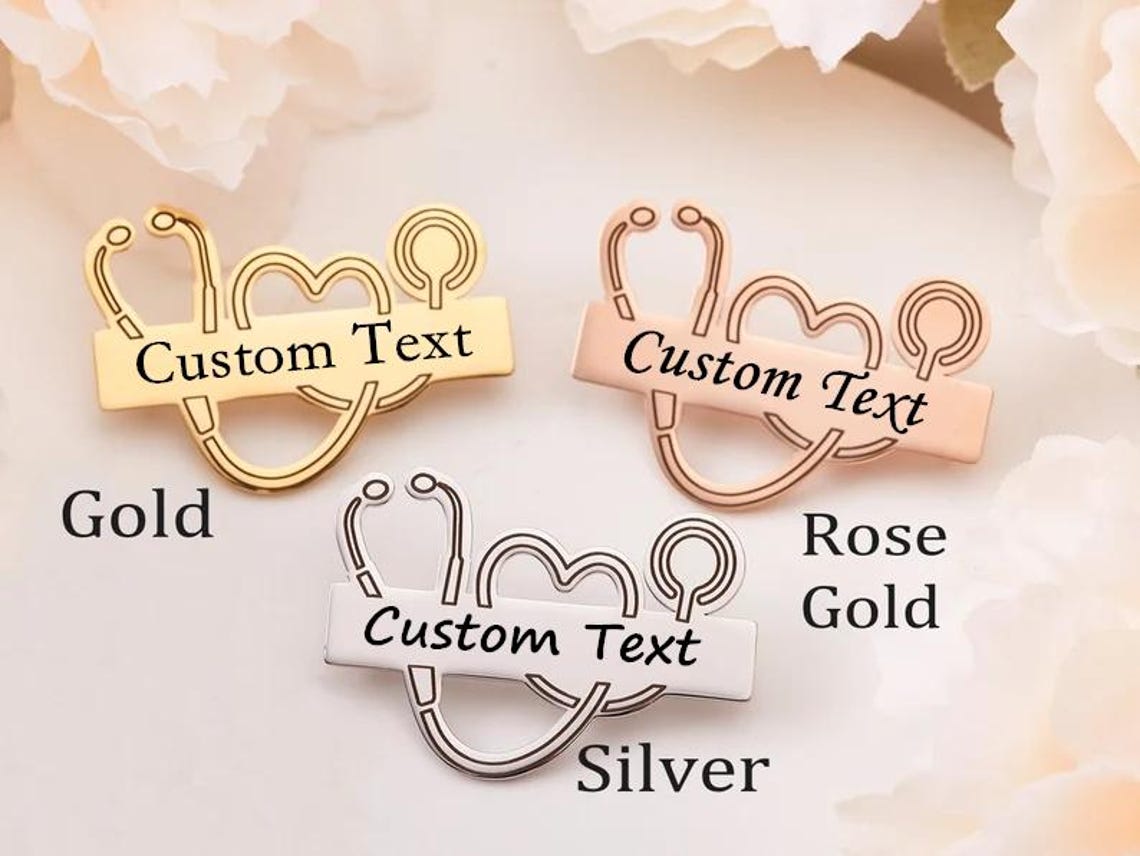 Personalized Engraved Logo Lapel Pin Brooch for Doctor, Stainless Steel ...