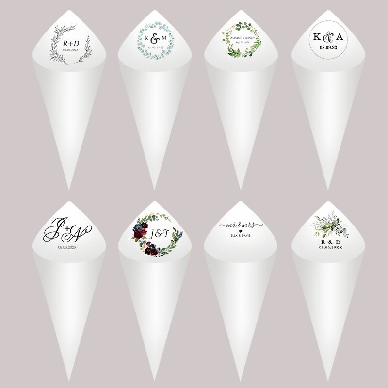 30pcs Paper Confetti Cones, Custom Wedding Cones, Wedding Cones Gift ...