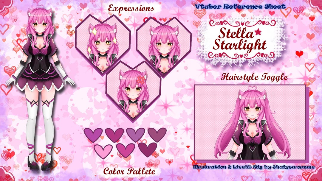 Pink Hair Vtuber Full Rigged for Vtube Studio With 3 Emotes to Start ...