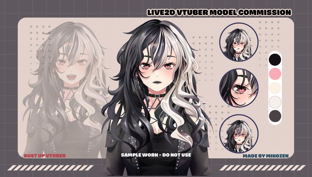 Gothic-themed Bust-up Vtuber Model With 3 Emotes for Vtube Studio - Etsy