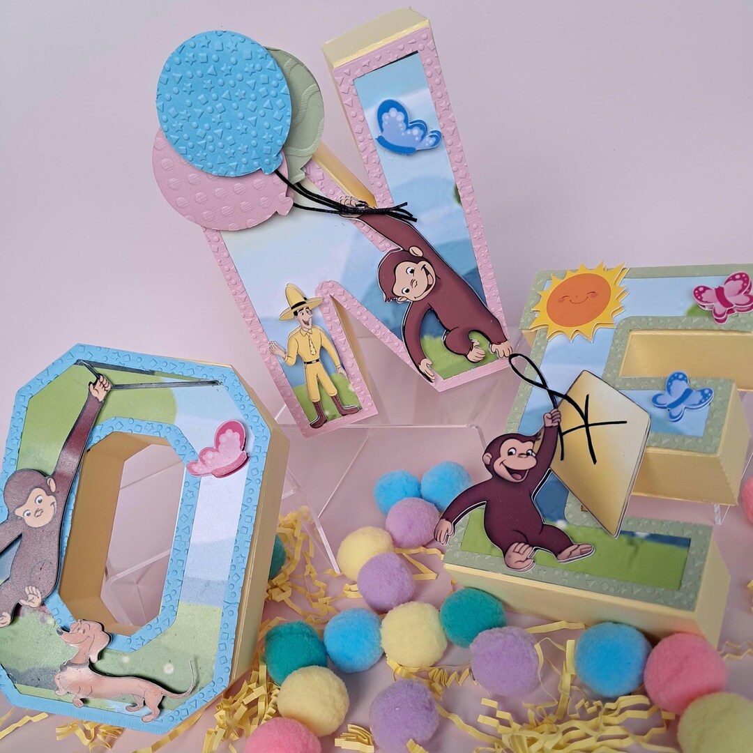 Curious George 3D Letters: Pastel Birthday Party Decor - Etsy