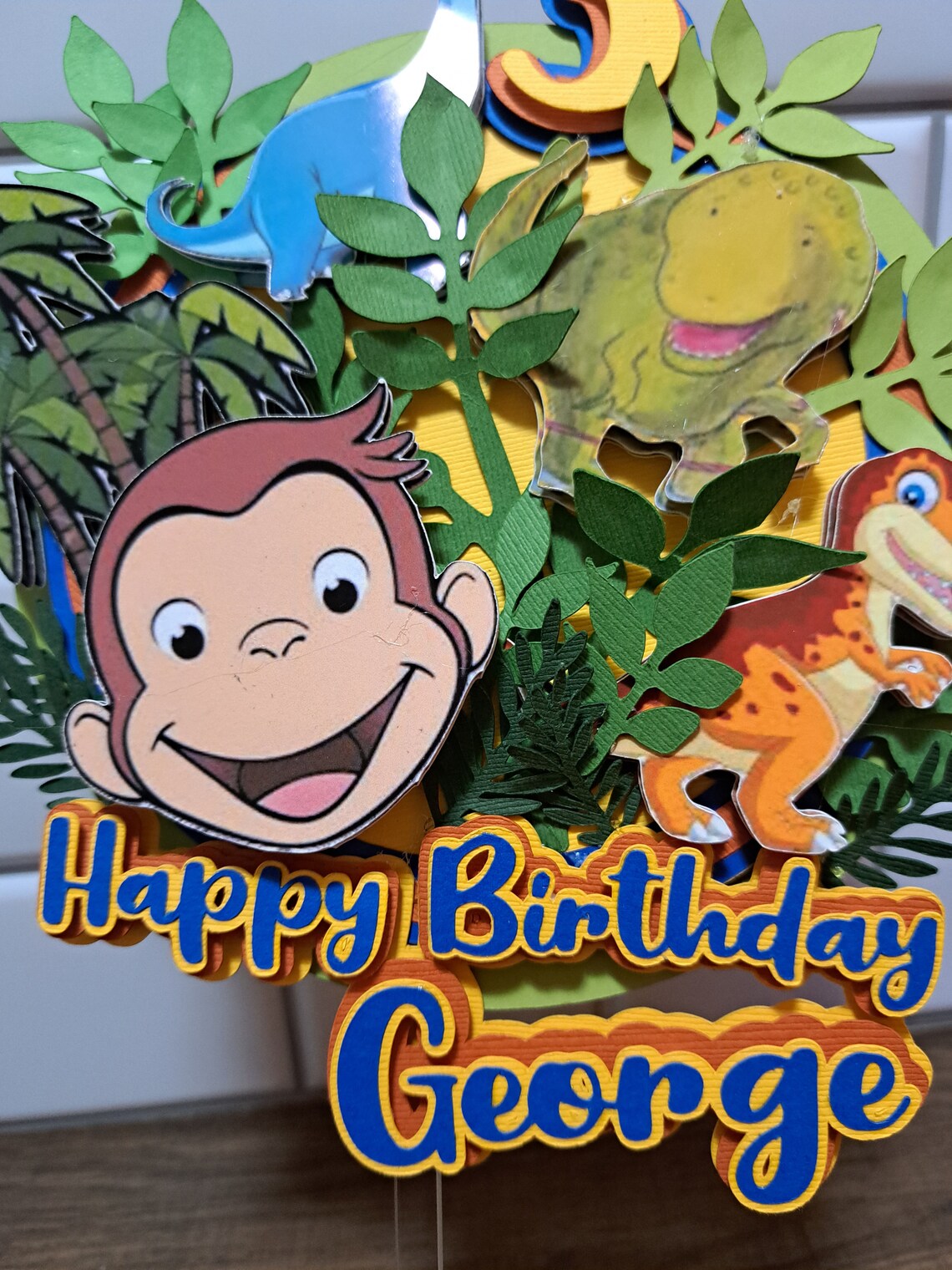 Curious George Dinosaur Cake Topper: Handmade Birthday Party Decor - Etsy