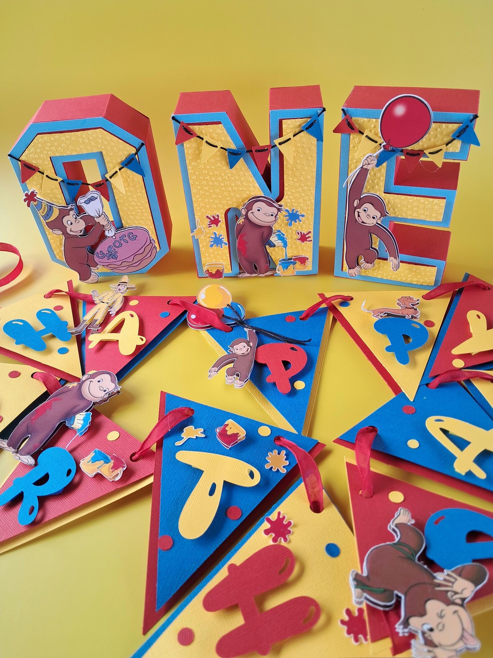 Curious George Colorful Birthday Banner, Curious George Party ...