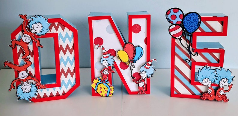 Thing 1 & Thing 2 3D Letters; Dr. Seuss Birthday Party Decor - Etsy